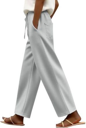 Generico Femmes Pantalon de surv&ecirc;tement Taille Haute Pantalon Long Jambe Large Athl&eacute;tique Pantalon Avec Poches &Eacute;l&eacute;gant Sport Confortable Pantalon D&eacute;contract&eacute; P