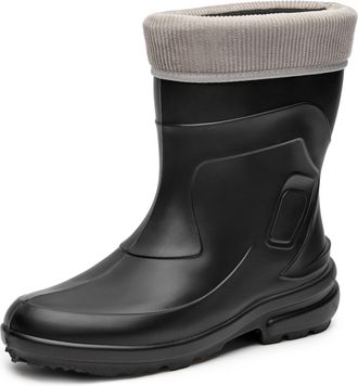 Ladeheid Thermo Eva Gummistiefel Damen gef&uuml;ttert wasserdichte und federleichte Regenstiefel Damen LA-800-2017 (Schwarz/Grau, 38 EU)
