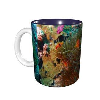 Generic Kaffee Tasse 330ml, Korallen Und Fische Tee Tasse Bedruckt Porzellantasse Lustig Retro Tasse, F&uuml;r Vatertagsgeschenk, Kaffee, Tee
