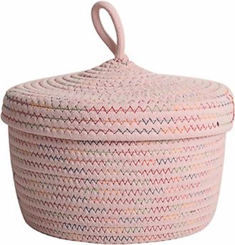 BESPORTBLE Kreativer Aufbewahrungskorb aus Baumwollseil mit Deckel Kleiner Dekorativer Organizer f&uuml;r Fernbedienungen Handy und Kleinigkeiten Langlebiger Desktop 