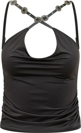 Pinko Pinko, Femme, Tops, Noir, Taille: 36 FR Haut sans manches ajust&eacute; et drap&eacute;