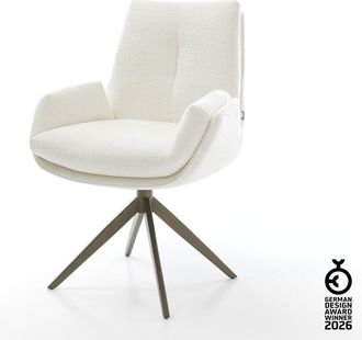 DELIFE Drehstuhl Clea-Flex Boucl&eacute; Soft Beige Kreuzgestell breit Effektfinish Titan 360&deg; drehbar Wippfunktion, Esszimmerst&uuml;hle