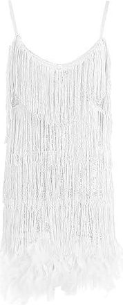 Generic Robe de Bal,Robe de Soiree Femme Longue,Robe Sexy &agrave; Pampilles et Paillettes pour Femmes, Col en V, Bretelles, Plumes, Couture