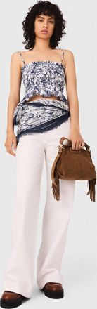 Maje Gesmoktes Bedrucktes Top - Bleu Fruits Print - Maje