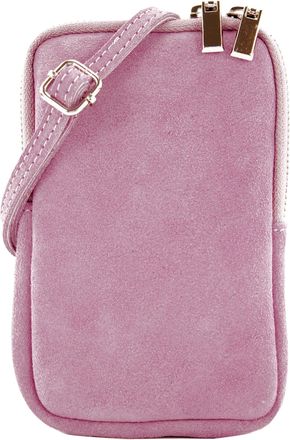 modamoda.de T210 Damen Wildleder Rauleder Handytasche 6,7 Zoll Umh&auml;ngetasche handmade in Italy, Farbe:Flieder