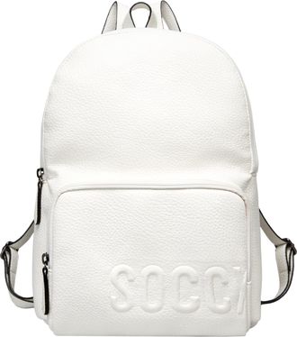 soccx Damen Rucksack aus genarbtem Lederimitat mit Logo-Prägung Ivory None