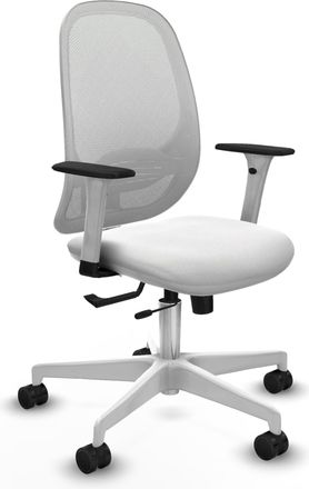 Piqueras y Crespo Wei&szlig;er Drehstuhl mit 1D-Armen, h&ouml;henverstellbare Lendenwirbelst&uuml;tze, ausgestattet mit Synchron/Translack und Schneideschaum, mit Rollen von 65 mm, Nyl