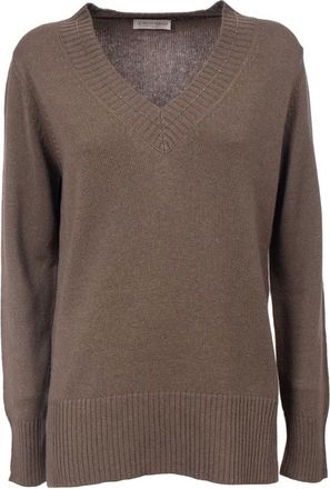 Le Tricot Perugia Femme, Pulls, Brun, Taille: 38 FR V-neck Tricots