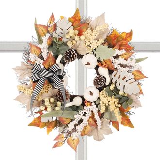 Generic Herbstkr&auml;nze f&uuml;r die Haust&uuml;r, Urlaubsgirlande - Ausgezeichnetes Material: Beeren-Ahornbl&auml;tter K&uuml;rbis Dekoration f&uuml;r Erntek&uuml;che Thanksgiving Bauernhof 