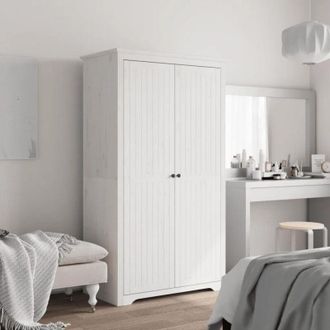 vidaXL Kleiderschrank bodo Wei&szlig; 99x53,5x173 cm Massivholz Kiefer - Vidaxl