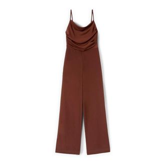 Motivi Langer Jumpsuit aus drapiertem Cr&ecirc;pe de Chine - - Jumpsuits & Playsuits - Damen - Braun - S