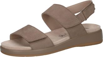 Caprice Damen Sandalen flach aus Leder mit Klettverschluss, Beige (Taupe Nubuc), 36 EU