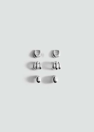 Mango Set boucles doreilles combin&eacute;es argent - Femme - Taille unique - MANGO