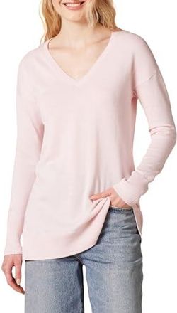 Amazon Essentials Pull Tunique Léger À Manches Longues Et Col En v (Disponible En Grande Taille) Femme, Rose Clair, XXL