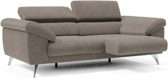 Divani.Store Donatello Sofa mit ausziehbaren Sitzen, Armlehnen mit Staufach aus abwaschbarem Stoff T23 213 cm Taupe
