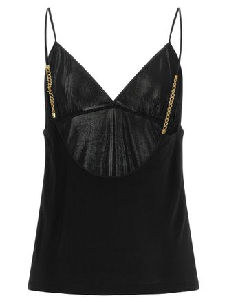Saint Laurent Womens Black Viscose Tank Tops