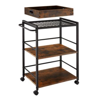 TecTake Servierwagen mit Rollen, abnehmbares Tablett, Kitchen Trolley 65 x 41,5 x 87 cm, K&uuml;chenwagen mit Rollen, Rollwagen K&uuml;che mit 2 Ablagen, Bastelwagen, I