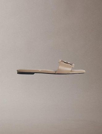 Calvin Klein CK Provence - Sandales plates en cuir &agrave; bouts carr&eacute;s