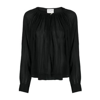 Forte_Forte Bohemian Cocoon Schwarze Seiden-Baumwollbluse - - Blouses & Shirts - Damen - Schwarzk - XL