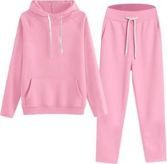 Generic Ensemble de surv&ecirc;tement pour femme - Couleur unie - Sweat &agrave; capuche - Deux surv&ecirc;tements pour femme - Ensemble de surv&ecirc;tement grande taille - Ensemble 
