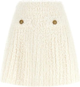 Balmain Femme, Jupes, Blanc, Taille: 38 FR Mini-jupe en tweed plumetis