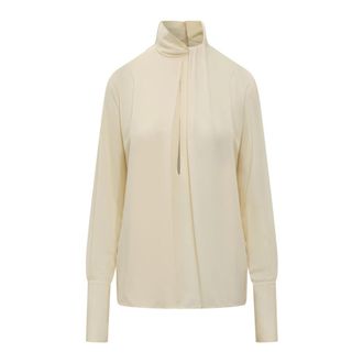 Tom Ford Washed Silk Georgette Langarmbluse - - Blouses & Shirts - Damen - Beige - XS