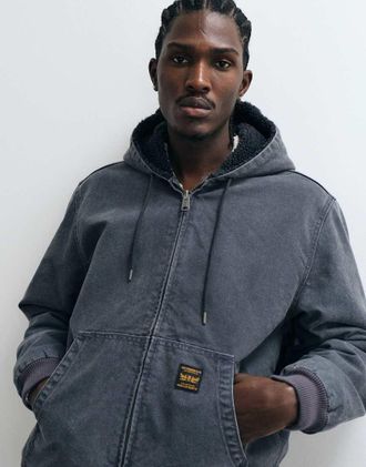 Levi's veste &agrave; capuche en denim d&eacute;lav&eacute; Workwear grise