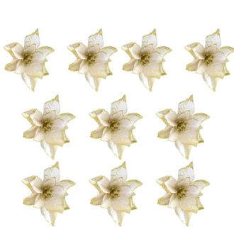 Pretyzoom 10st&uuml;cke Teiliges Glitzernde K&uuml;nstliche Weihnachtsblumen Goldene Dekoration F&uuml;r Weihnachtsbaum Tisch Kr&auml;nze Festliche Kunstblumen F&uuml;r Hochzeiten Und W