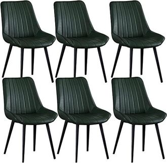 Generic HBSSP Lot de 6 chaises de salle &agrave; manger avec coussin dossier en polyur&eacute;thane, c&ocirc;t&eacute; salon moderne du milieu du si&egrave;cle avec pieds en m&eacute;tal (pieds verts