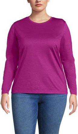 Lands End Supima-Shirt, Langarm, Damen, Größe:56-58 plus, Pink, Baumwolle, by Lands End