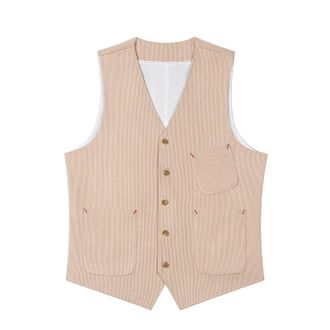 Solovedress Herren Vintage Cord &auml;rmellose Weste Casual V-Ausschnitt Anzugweste Kleid Herrenwesten f&uuml;r Party(Beige,S)