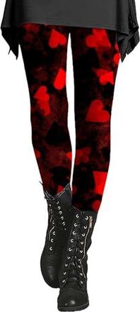 Generic Legging pour femme - Jambe droite - Legging de yoga avec poches - Coeur - Doux - Grande taille - Legging en forme de coeur - Legging &eacute;vas&eacute; pour le Nou