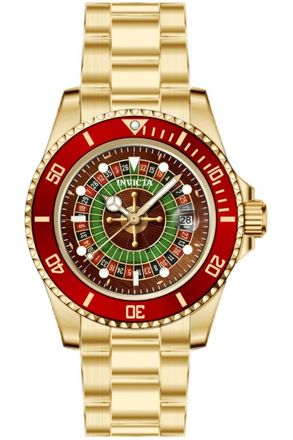 Invicta Pro Diver 50520 Herrenuhr - Quarzwerk - Edelstahl mit rotem Zifferblatt - 40 mm