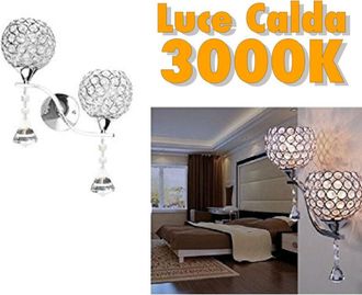 Trade Shop Trade Shop Traesio - Trade Shop - Wandleuchte Doppellampe Runde Kristalle led Licht Warm 3000 Kronleuchter