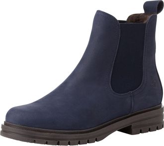 Tamaris Damen Warmfutter Stiefel Leder Blockabsatz Wechselfußbett; NAVY, EU 38