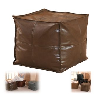 Generic F&uuml;llbare Kissentasche, Ungef&uuml;llter Kissenpouf, PU, Aufbewahrungsl&ouml;sung, wasserdichte Fu&szlig;st&uuml;tze for Wohnzimmer und Schlafzimmer-45x45x40cm(Dark Brown)