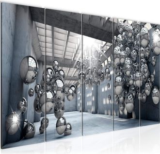 Runa Art Wandbild XXL 3D Kugeln Wohnzimmer 200 x 80 cm Blau 5 Teilig - Made in Germany - 506355a