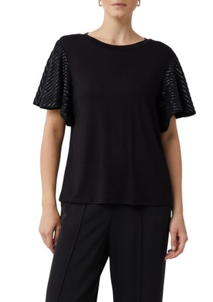 Comma T-Shirt mit pailettenbesetzten Volantärmeln
