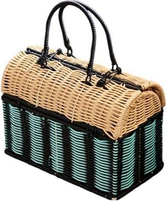 IFUNDOM Paquet Cabas Tiss&eacute; Main Grand Format en Plastique Imitation Rotin Paquet Fourre-Tout Multifonctionnel pour Femme L&eacute;ger et Spacieux 323 X 274 X 148 CM 