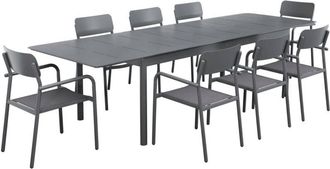 Sweeek Ausziehbarer Aluminium-Gartentisch mit 8 Textilene-St&uuml;hlen
