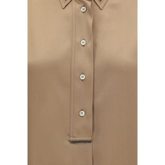 Brunello Cucinelli Silk Short-Sleeved Shirt - Beige