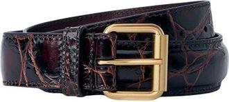 Dries Van Noten Femme, Accessoires, Rouge, Taille: 90 CM Ceinture en cuir gaufr&eacute;