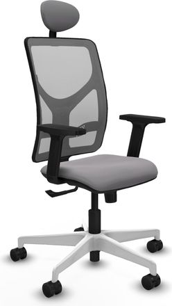 Piqueras y Crespo B&uuml;rostuhl, grau, mit 2D-Armlehnen, h&ouml;henverstellbarer Lendenwirbelst&uuml;tze und festem Kopfteil, ausgestattet mit Sincro 3 Positionen und Schneideschaum,