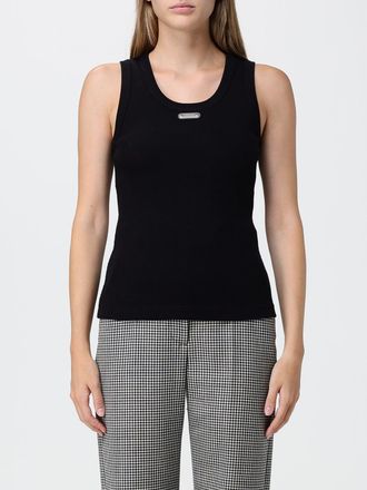 Alexander McQueen McQueen Top slim fit sans manches en coton stretch avec logo appliqu&eacute;