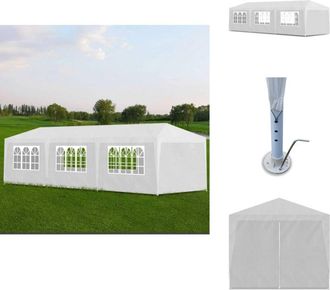 vidaXL Tente de r&eacute;ception 3x9 m Blanc - Tents De R&eacute;ception - Auvent Ext&eacute;rieur - Abri Jardin - Parasol - F&ecirc;te Ext&eacute;rieure