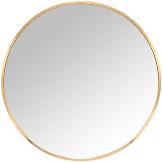 Relaxdays runder Spiegel, &Oslash; 70 cm, mit Rahmen, Wandspiegel f&uuml;r Flur, Bad, Wohnzimmer, Flurspiegel zum Aufh&auml;ngen, Gold