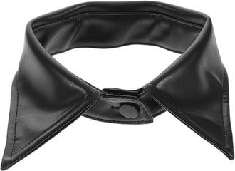 OSALADI Faux Col Amovible en Pu Noir pour Femmes, Col de Chemise Demi-insert en Cuir Synth&eacute;tique, Accessoire Polyvalent et Vestes, Facile &agrave; Porter et Assortir