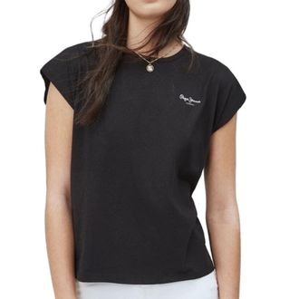 Pepe Jeans London Floraison Damen-T-Shirt, 999 Schwarz, Small
