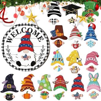 Generic GNOME SCHLECHT FÜR Haustür - austauschbares Design mit Magnetenstücken, Halloween GNOME Willkommenszeichendekor, für Heimat -Haustür, Garten und saiso