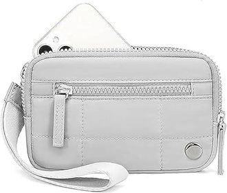 Generic Convely Essential Portefeuille matelass&eacute; en nylon matelass&eacute; avec 3 fermetures &eacute;clair pour femme, gris, One Size